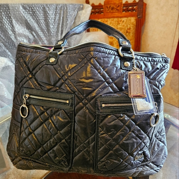Coach | Bags | Coach Black Puffed Nylon Tote | Poshmark